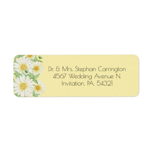 Daisies White Yellow Floral Typography Address Label | Zazzle