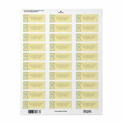 Daisies White Yellow Floral Typography Address Label | Zazzle