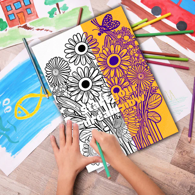 Daisies with Butterfly Coloring Page Printable Poster | Zazzle