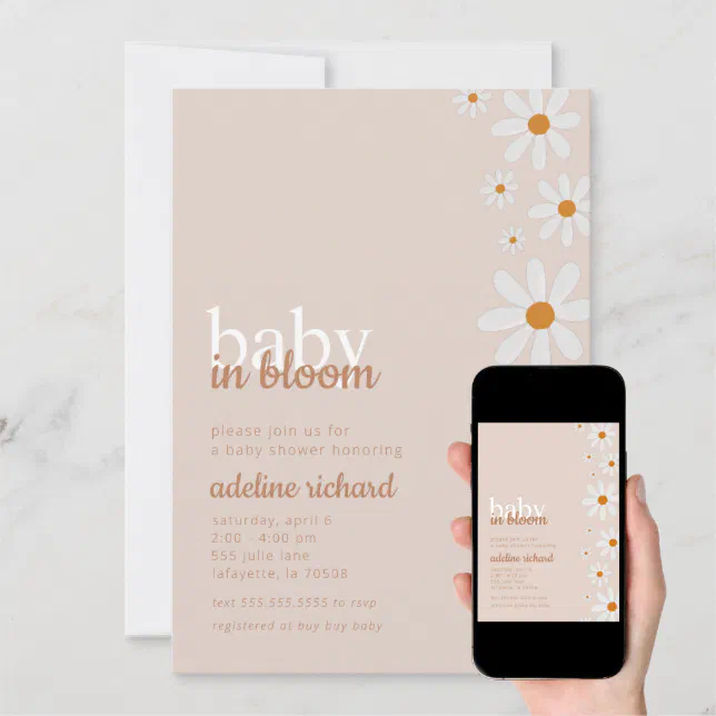 Daisy Baby in Bloom Baby Shower Party Invitation | Zazzle