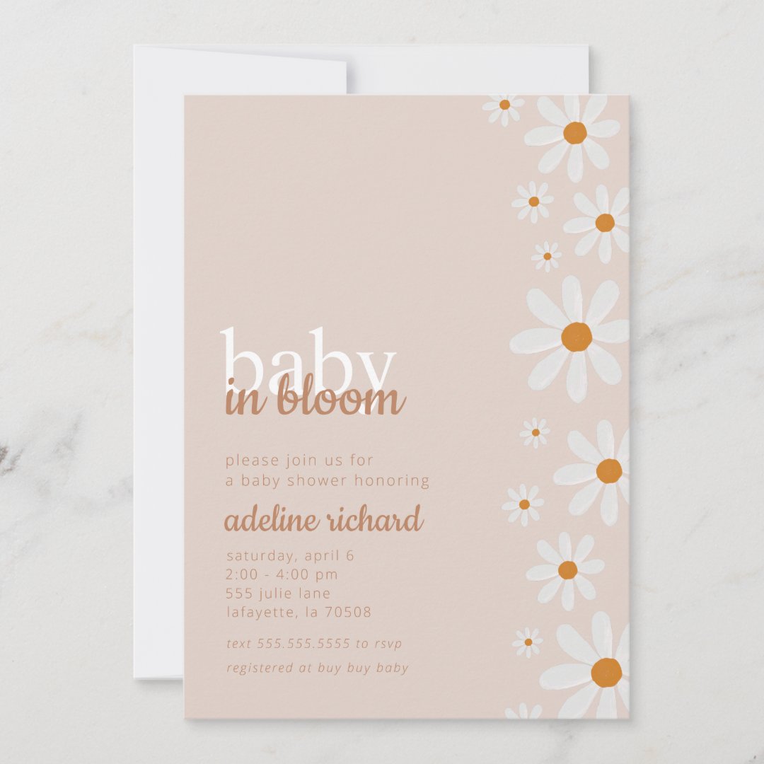 Daisy Baby in Bloom Baby Shower Party Invitation | Zazzle