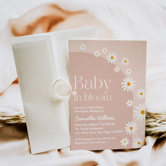 Daisy Baby in bloom Boho Girl Baby Shower Invitation | Zazzle