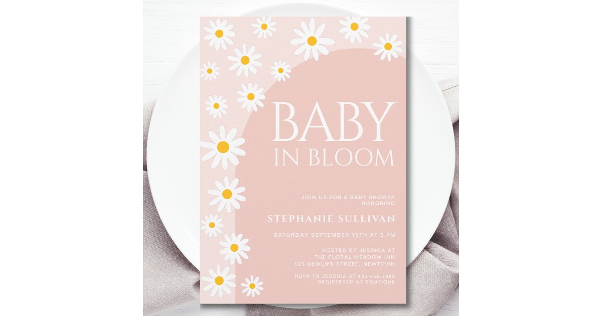 Daisy Baby In Bloom Boho Girl Baby Shower Invitation | Zazzle
