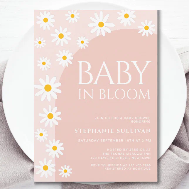 Daisy Baby In Bloom Boho Girl Baby Shower Invitation | Zazzle