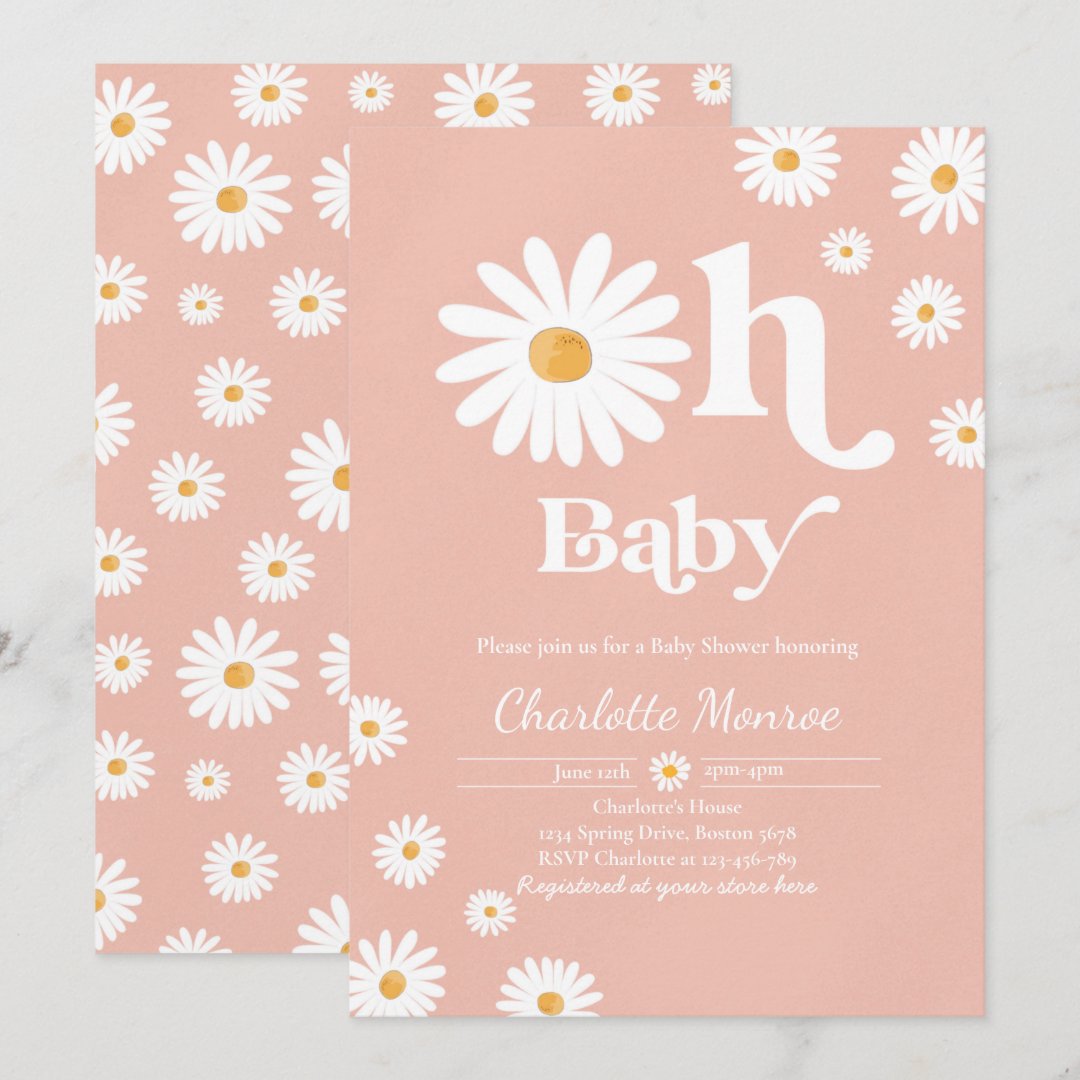 Daisy Baby Shower Bohemian Floral Chic Baby Shower Invitation | Zazzle
