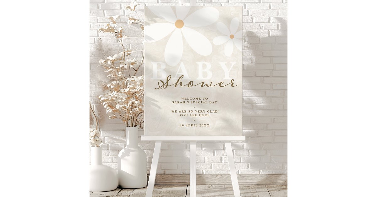 Daisy Baby Shower Gender Neutral Welcome Sign | Zazzle