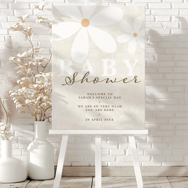 Daisy Baby Shower Gender Neutral Welcome Sign | Zazzle