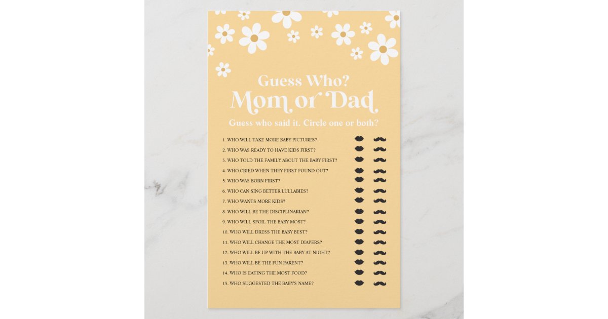 Daisy Baby Shower Guess Who Game Flyer | Zazzle