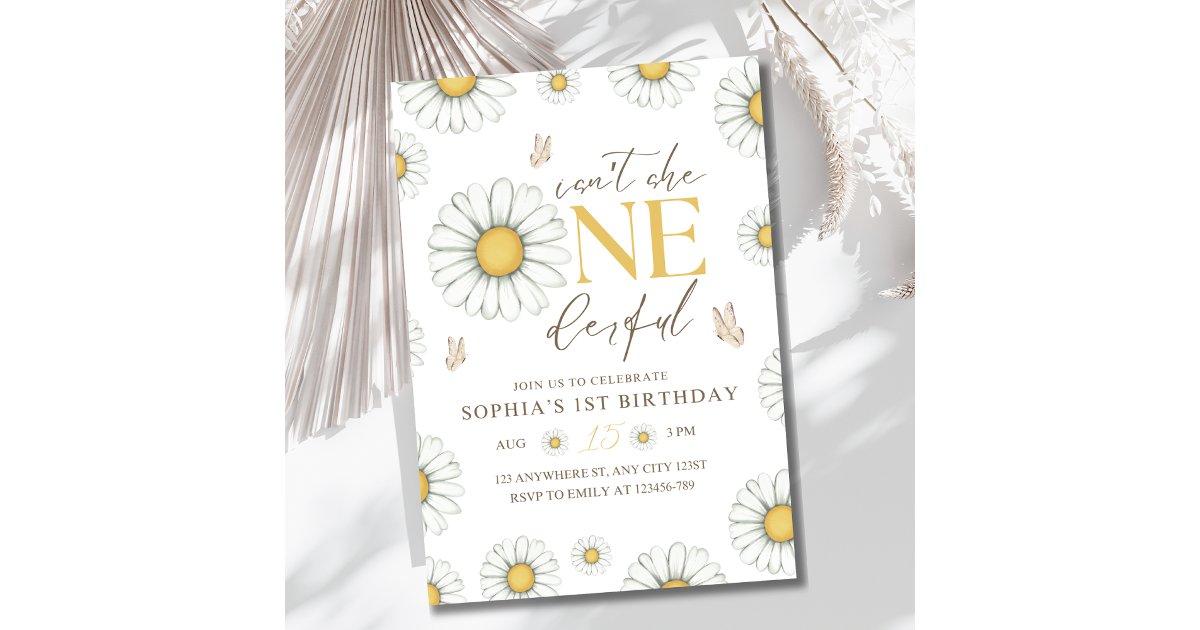 Daisy Birthday Invitation, Onederful Daisy 1st Invitation | Zazzle
