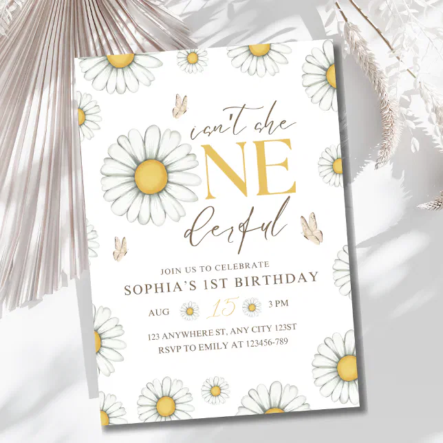 Daisy Birthday Invitation, Onederful Daisy 1st Invitation | Zazzle