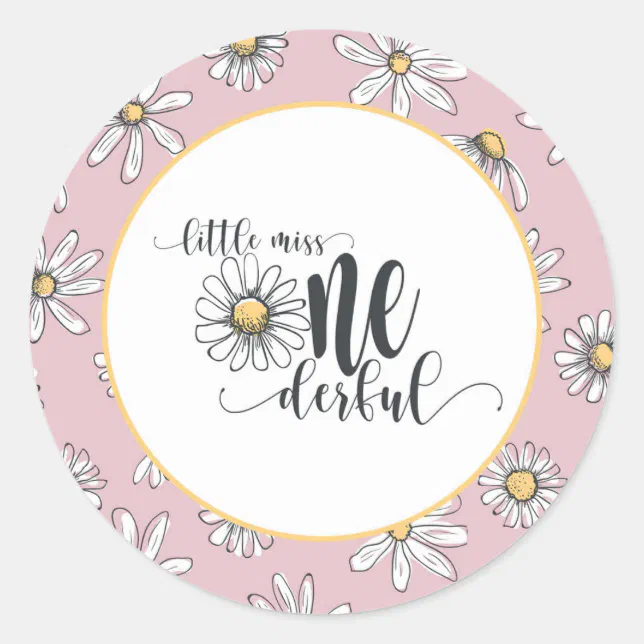 Daisy Birthday Sticker - Little Miss ONEderful | Zazzle