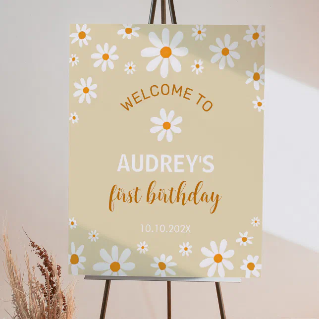 Daisy Boho 1st Birthday Party Welcome Sign | Zazzle
