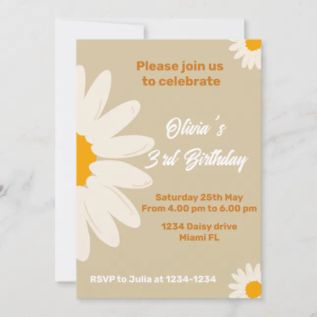 Daisy boho party Invitation, daisy retro birthday Invitation | Zazzle