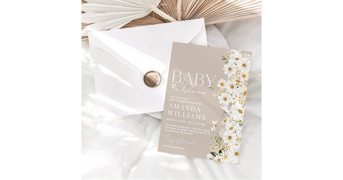 Daisy Boho Wildflower Baby Shower Invitation | Zazzle