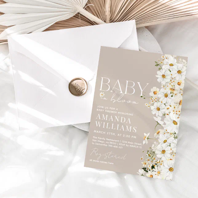 Daisy Boho Wildflower Baby Shower Invitation | Zazzle
