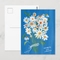 Daisy Bouquet Gouache Condolences Sorry for Loss Postcard | Zazzle