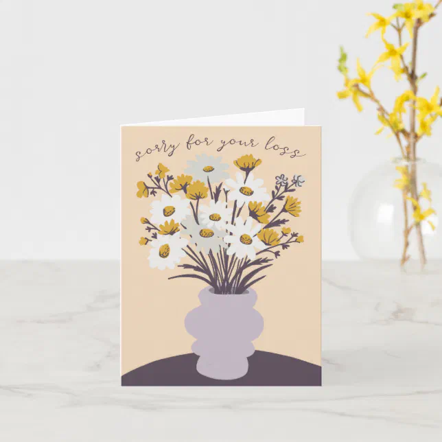 Daisy Bouquet Vase Condolences Sorry for Loss Card | Zazzle