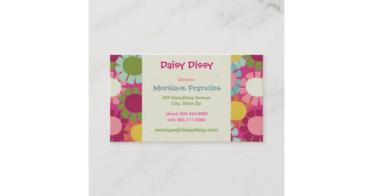 Daisy Dissy - Pink - Business Card | Zazzle