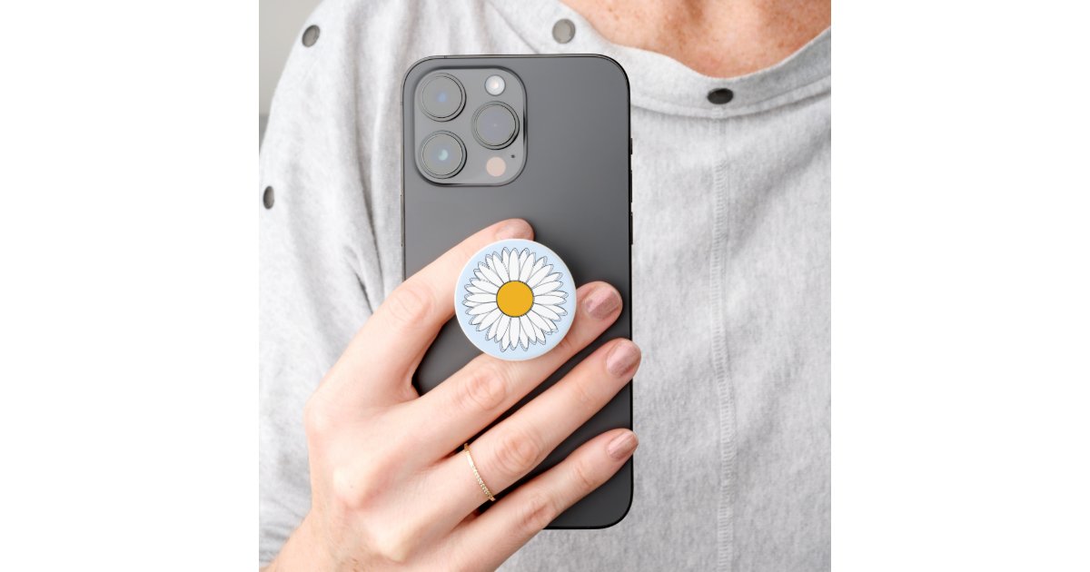 Daisy Drawn on Light Blue PopSocket | Zazzle