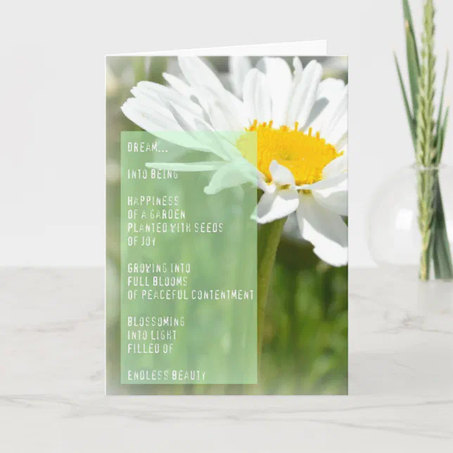 Daisy Dream Poem Inspirational Card | Zazzle