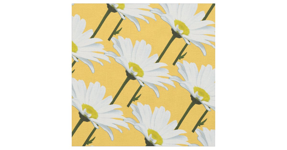 Daisy Fabric Yellow Daisy Fabric Cotton or Poly | Zazzle