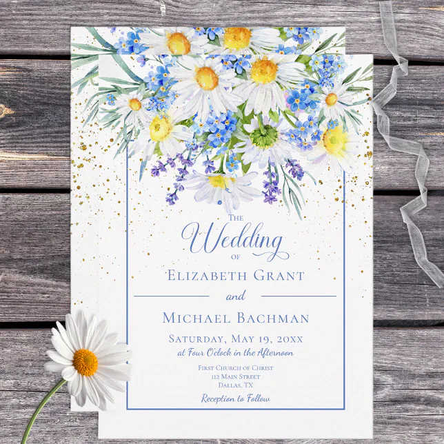 Daisy & Field Flowers Bouquet Wedding Invitation | Zazzle