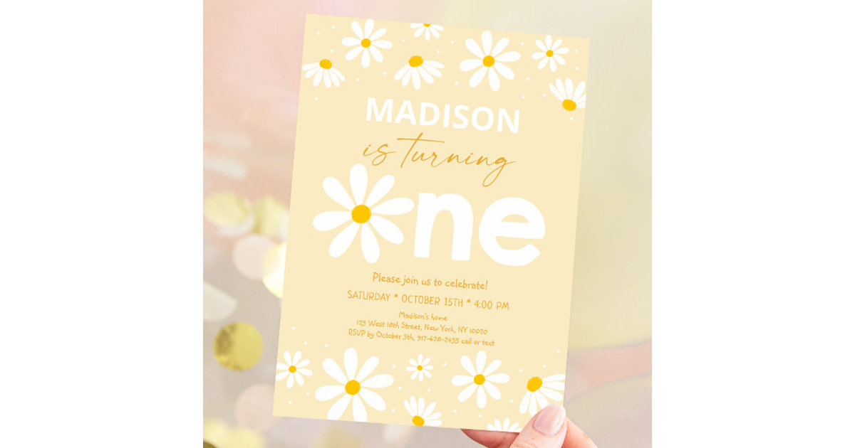 Daisy First Birthday Invitation | Zazzle