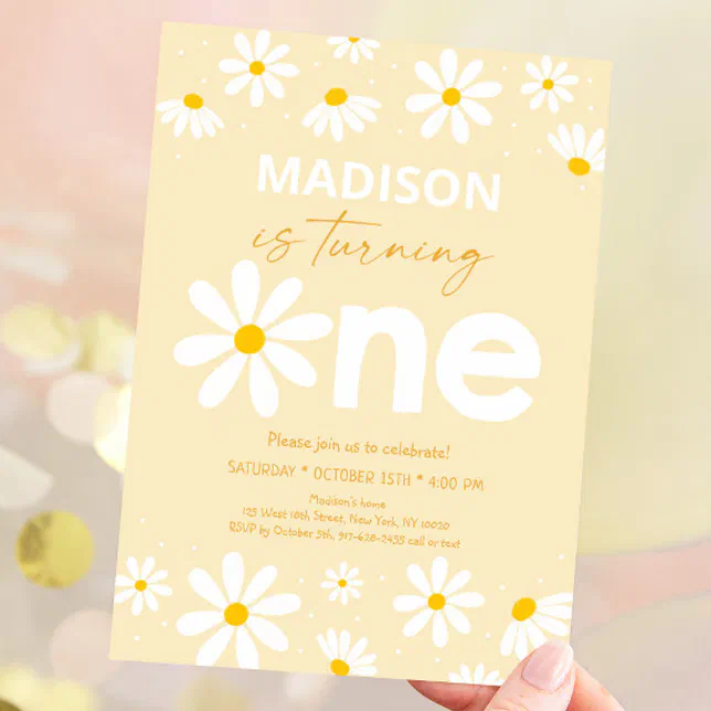 Daisy First Birthday Invitation | Zazzle