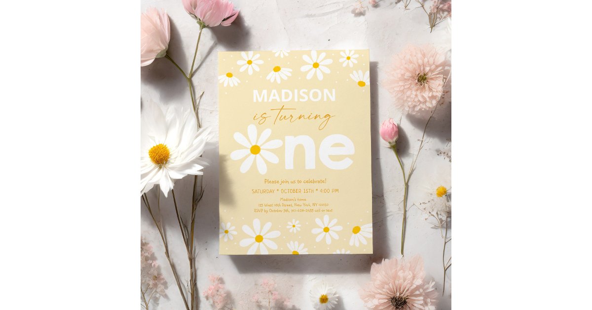 Daisy First Birthday Invitation | Zazzle
