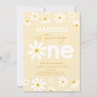 Daisy First Birthday Invitation | Zazzle