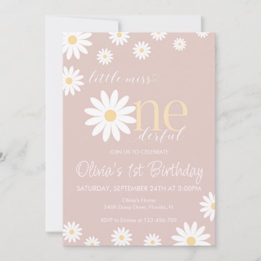 Daisy First Birthday Invitation Boho Retro Daisy | Zazzle