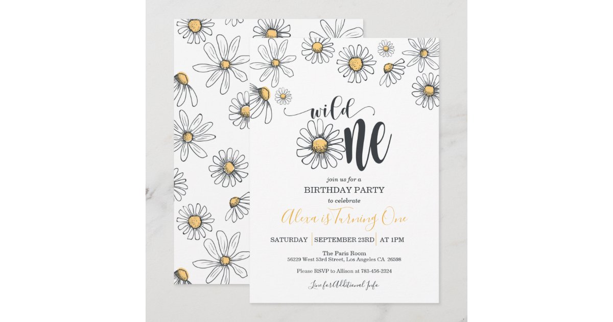 Daisy First Birthday Invitation - Wild One - WH | Zazzle