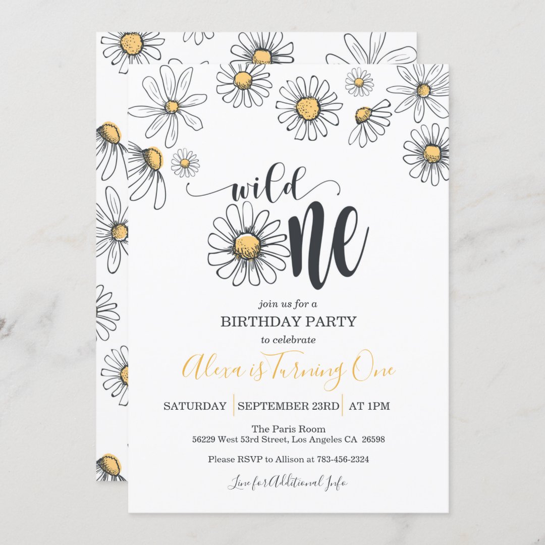 Daisy First Birthday Invitation - Wild One - WH | Zazzle