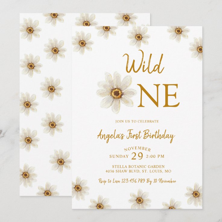 Daisy Floral Birthday Party Invitation | Zazzle