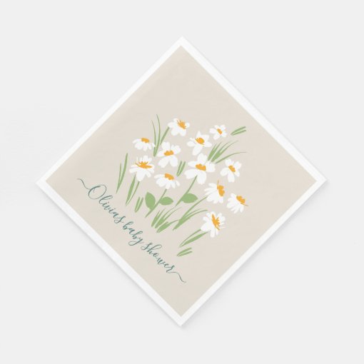 daisy floral elegant beautiful baby shower in napk napkins | Zazzle