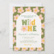 Daisy Floral Wild One Green pink Girl 1st Birthday Invitation | Zazzle