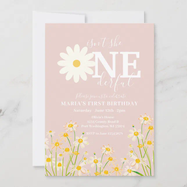 Daisy Flower 1st Birthday Invitation | Zazzle