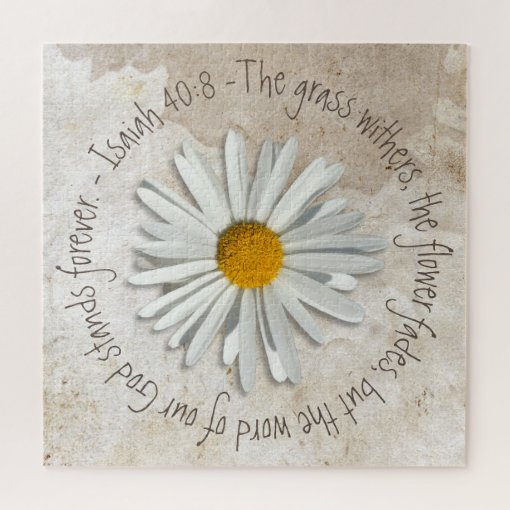 Daisy Flower Bible Verse - Christian - Isaiah 40:8 Jigsaw Puzzle | Zazzle