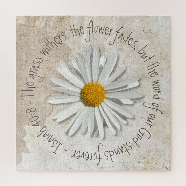 Daisy Flower Bible Verse - Christian - Isaiah 40:8 Jigsaw Puzzle | Zazzle