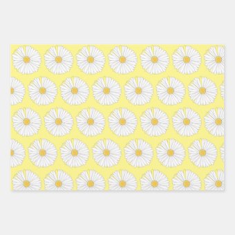 Daisy Flower Garden Party Floral Print Daisies Wrapping Paper Sheets ...