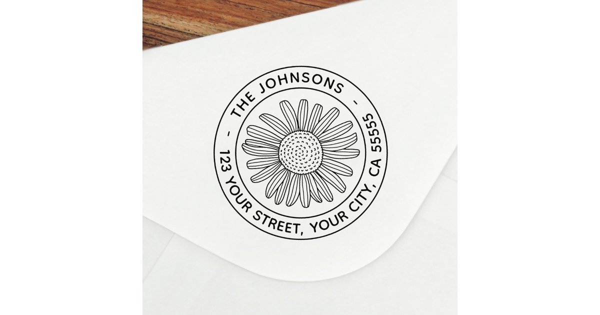 Daisy flower modern floral return address self-inking stamp | Zazzle