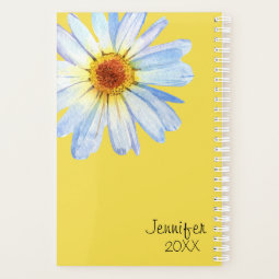 Daisy Flower Personalized Yellow Trendy Custom Planner | Zazzle