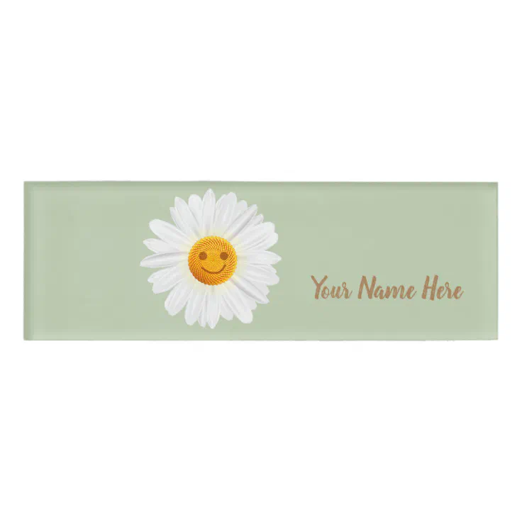 Daisy Flower Smiley Face Name Tag | Zazzle