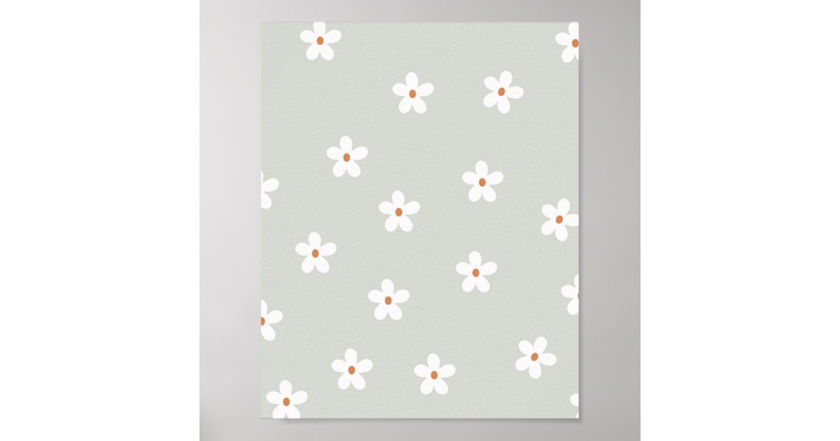 Daisy Flowers Green Poster | Zazzle
