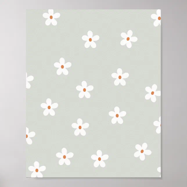 Daisy Flowers Green Poster | Zazzle