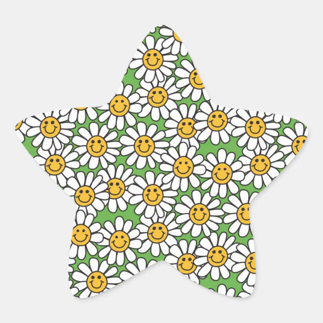 Daisy Flowers Pattern Star Sticker | Zazzle