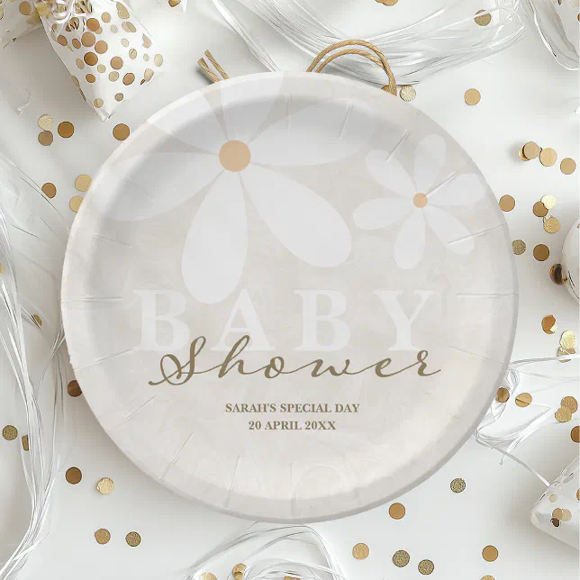 Daisy Garden Baby Shower Gender Neutral Paper Plates | Zazzle