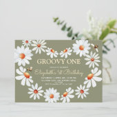 Daisy Groovy One 1st Birthday Invitation | Zazzle