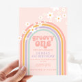 Daisy Groovy One Pastel rainbow first birthday Invitation | Zazzle