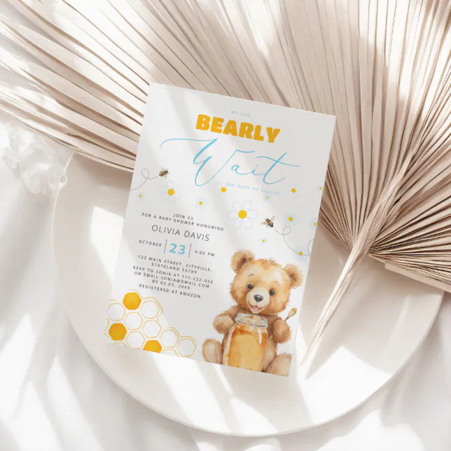 Daisy, Honey & Baby Bear Baby Shower Invitation | Zazzle